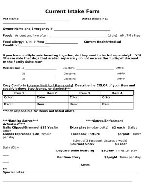 Current Intake Doc Template | pdfFiller