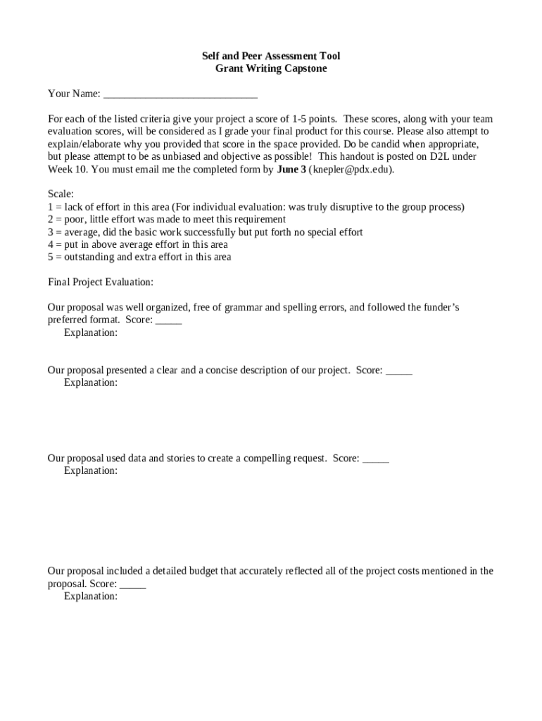 MEDS Capstone Project Peer & Self Evaluation - capstone unst pdx Doc ...