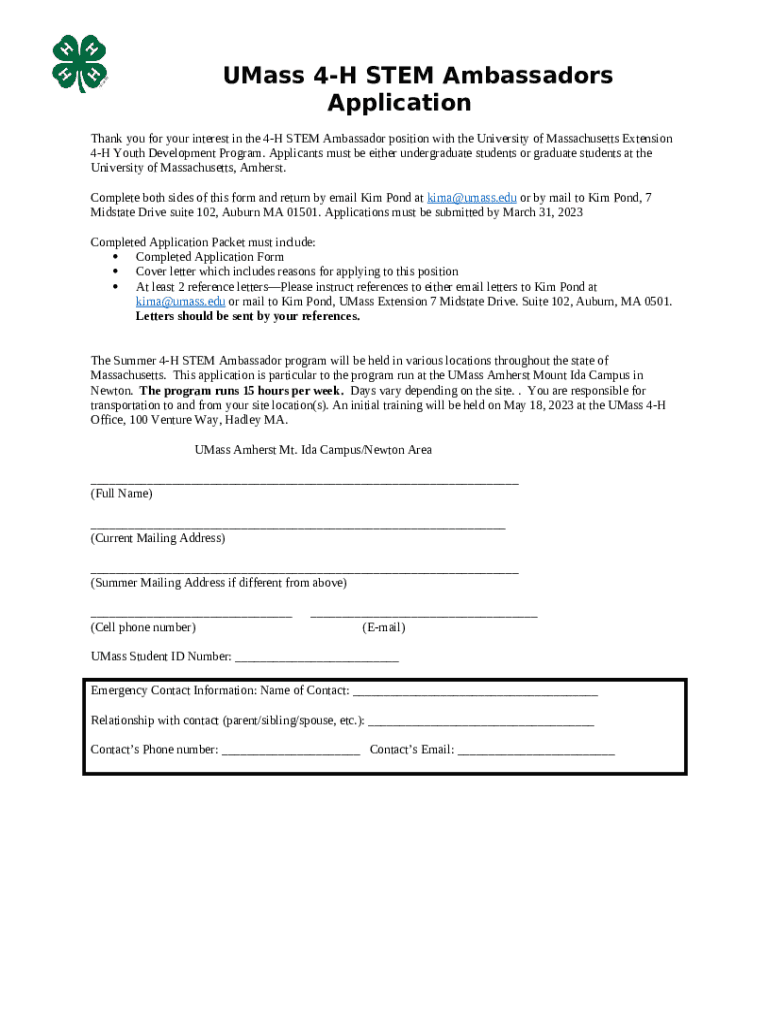 The 4-H STEM Ambassador Program - UMass Extension - ag umass Doc ...