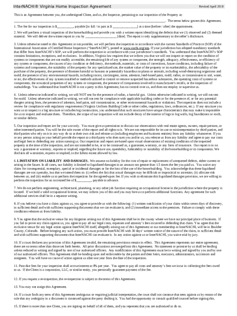 Home Inspection Agreement - Saskatoon Doc Template | pdfFiller