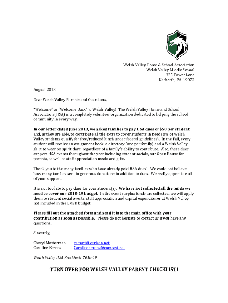 Fillable Online student and family guide to welsh valley middle school ...