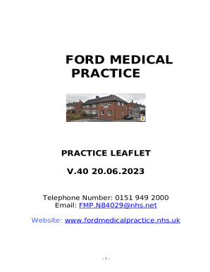 Ford Medical Practice - - - Ratings and reviews Doc Template | pdfFiller