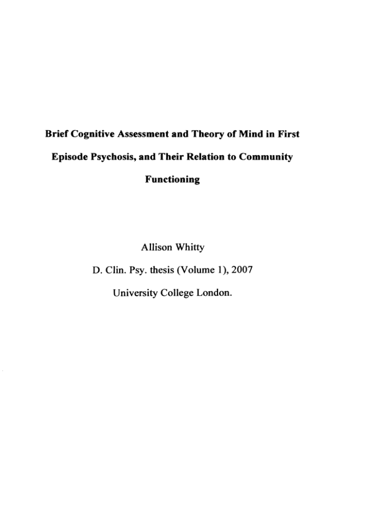 Fillable Online Brief Cognitive Assessment and Theory of Mind in First ...