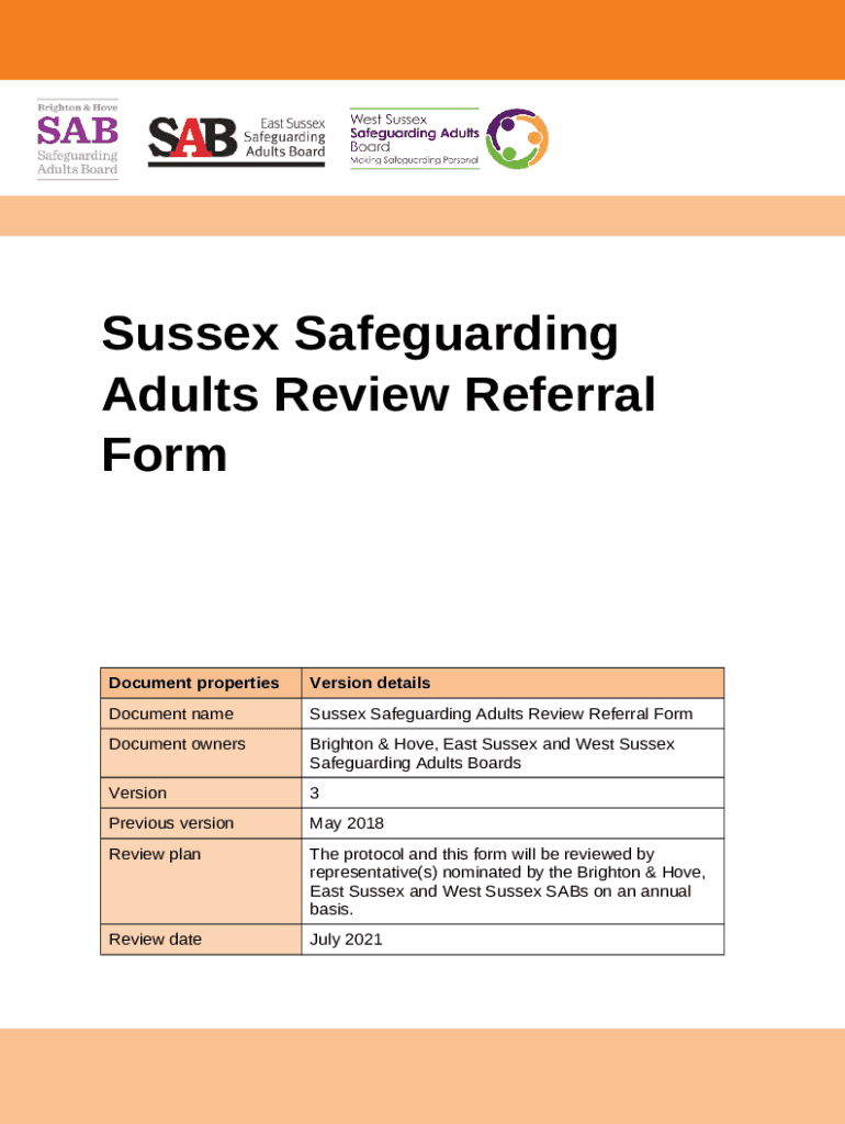 Sussex Safeguarding Adult Review Referral . Protocol for referrals of ...