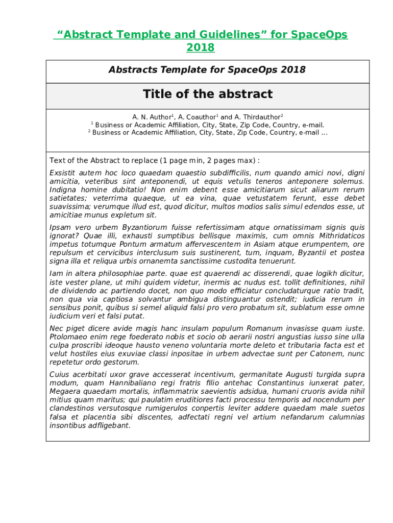 "Abstract Template and Guidelines" for SpaceOps 2018 Doc Template ...
