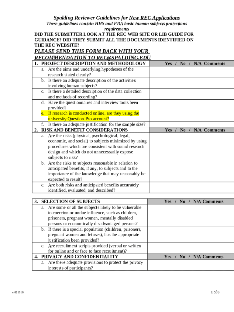 USC Reviewer Guidelines for New IRB Applications Doc Template | pdfFiller