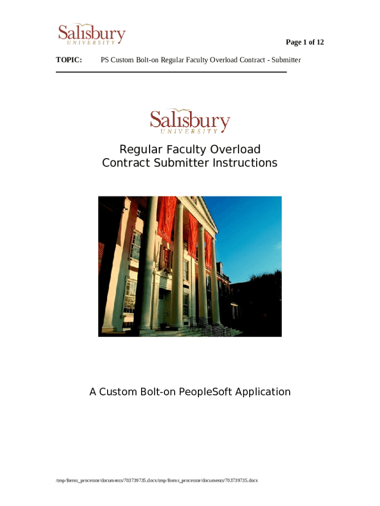 Regular Faculty Overload Process Search and Entry Doc Template | pdfFiller