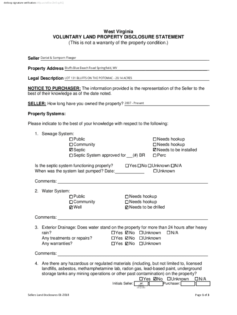 Fillable Online Voluntary Land Property Disclosure Statement Fax Email Print - pdfFiller