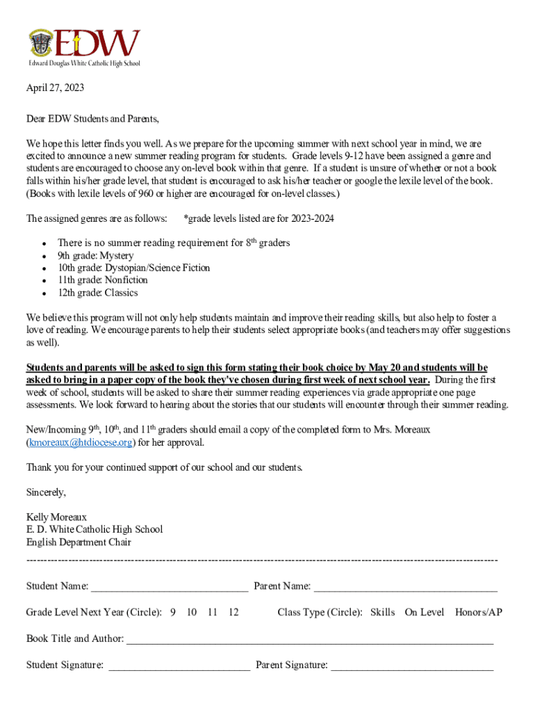 Fillable Online Head Of Year Welcome Back Letters Fax Email Print ...