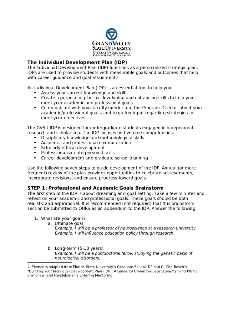 The Individual Development Plan (IDP) functions as a personalized ...