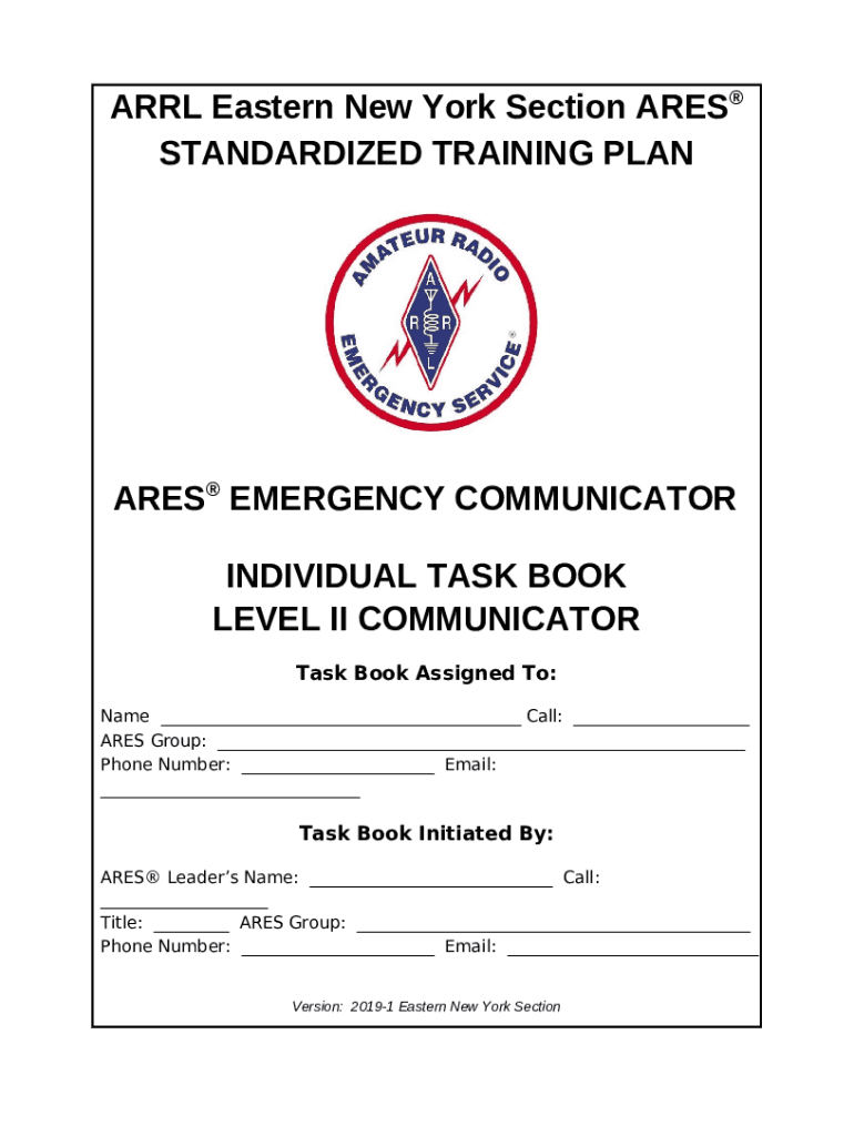 ARES Training Plan Task Book Doc Template | pdfFiller
