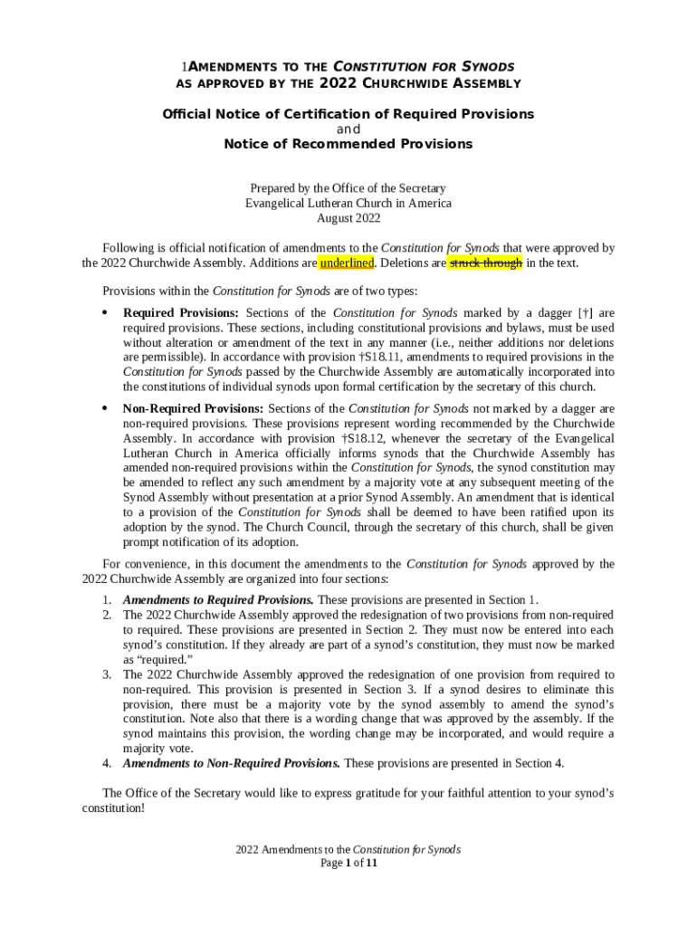 Recommended Amendments to the Constitution Doc Template | pdfFiller