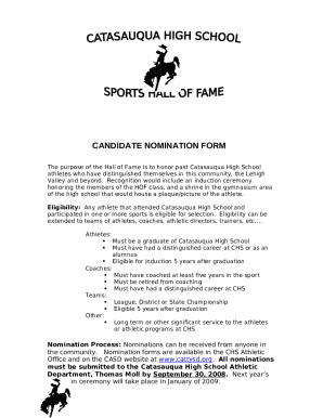 Traditions & History & - Hall of Fame Doc Template | pdfFiller