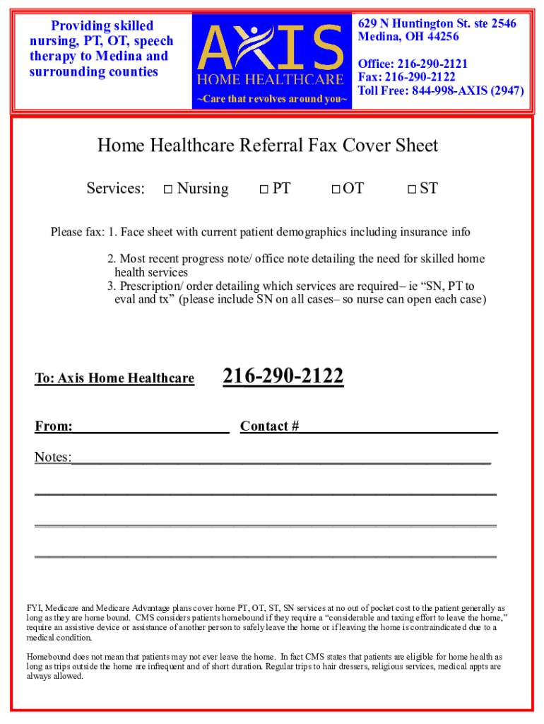 Fillable Online Home Healthcare Referral Fax Cover Sheet Fax Email Print - pdfFiller