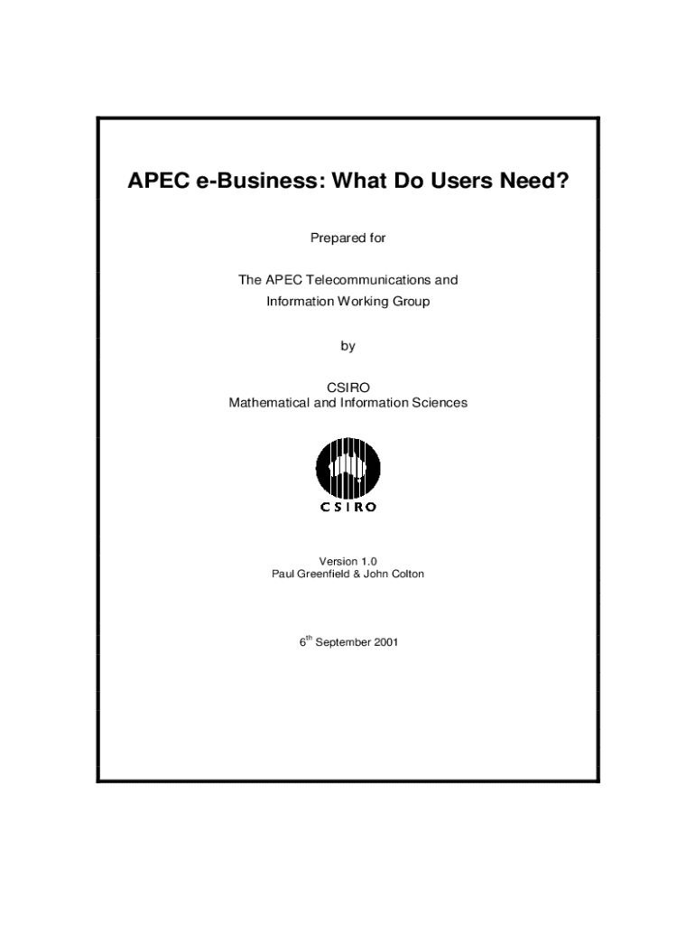 Fillable Online APEC e-Business. Telecommunications and Information ...