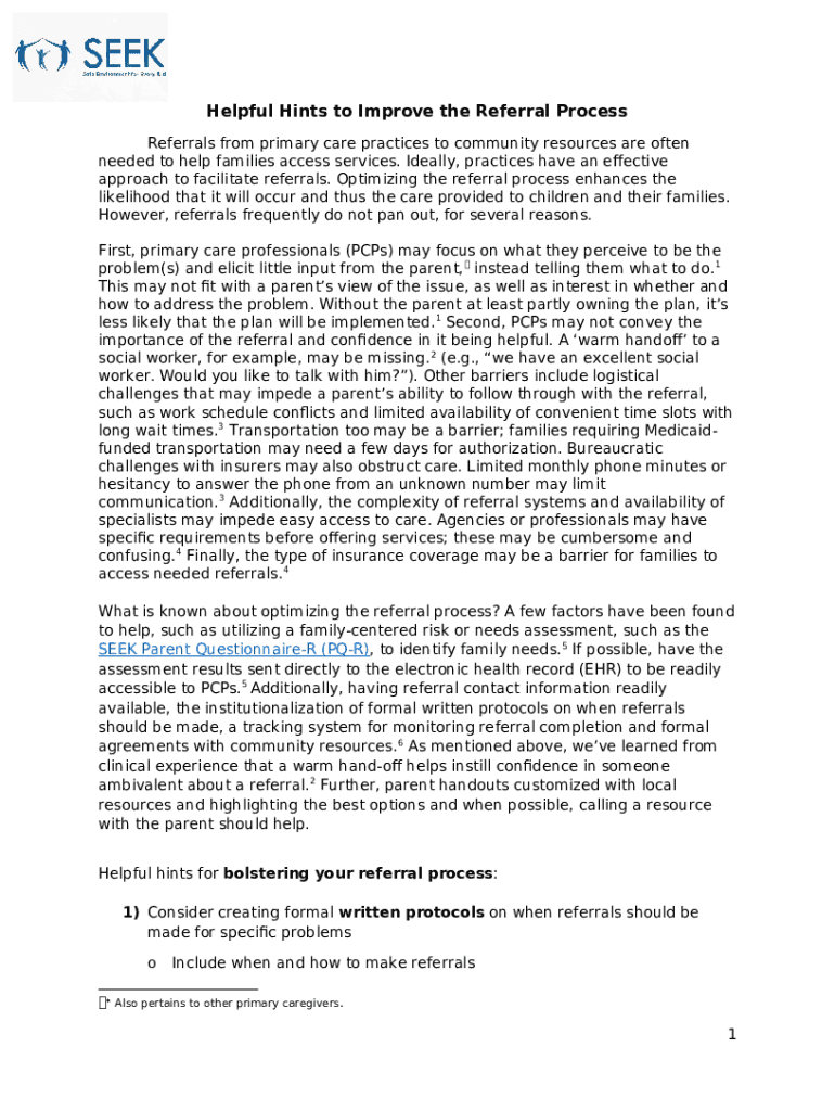 Community Resource Referral Plats: A Guide for ... Doc Template | pdfFiller