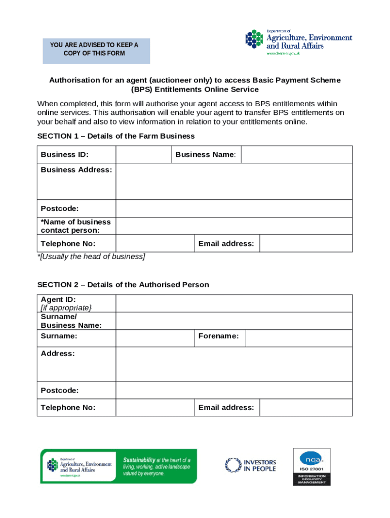 Authorisation for an agent to access Basic Payment ... Doc Template | pdfFiller