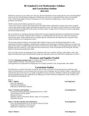 New IB Math Curriculum - AA and AI (SL and HL) Doc Template | pdfFiller