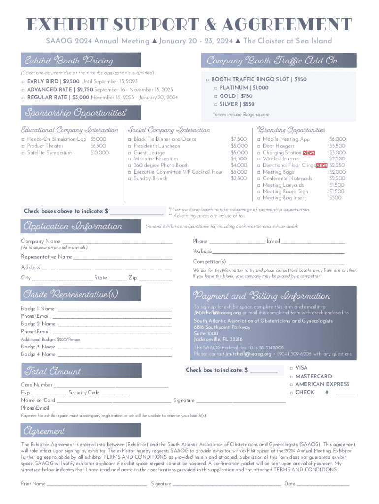 Fillable Online Exhibit Information - 2024 Exhibit Reservation Form Fax Email Print - pdfFiller