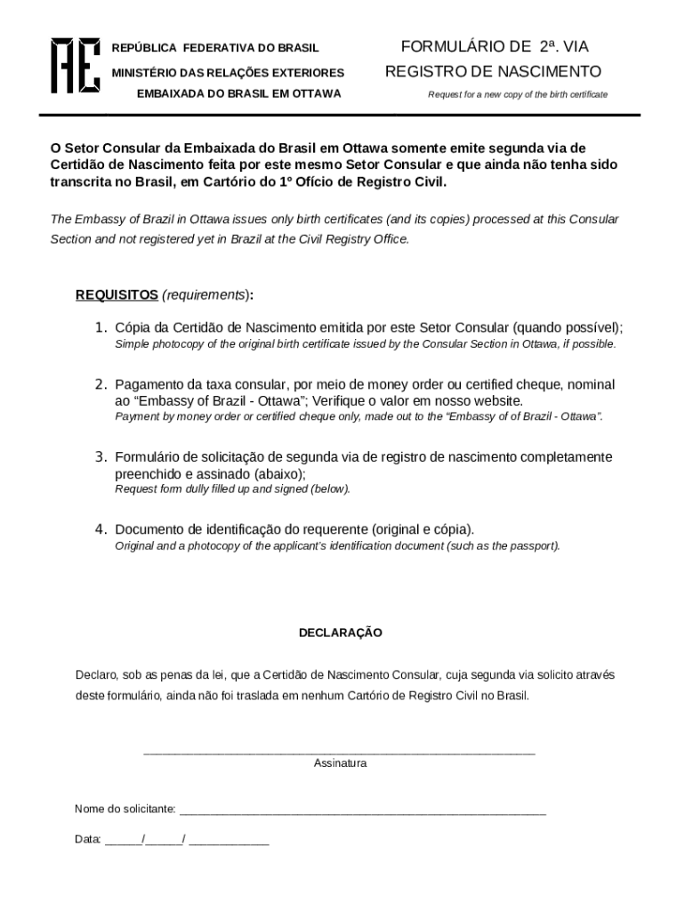 Brazilian Birth Certificate for US Immigration Purposes Doc Template ...