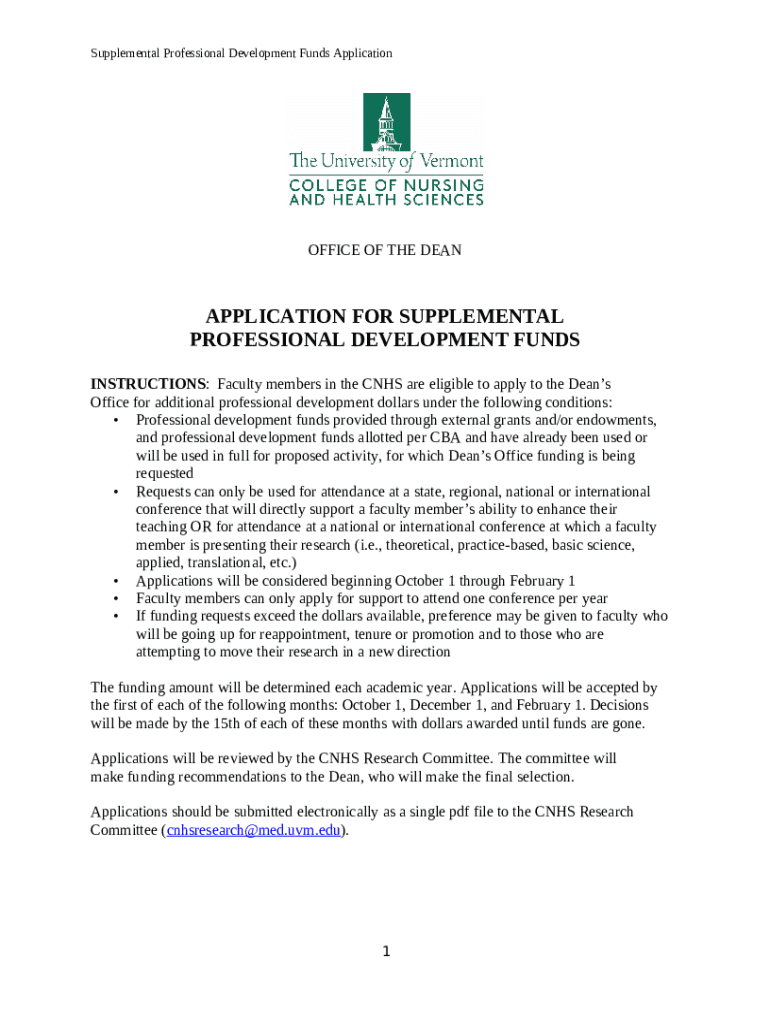 Dean's Office Professional Development Request Doc Template | pdfFiller