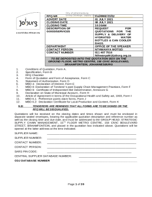 Page 1 of 37 RFQ NR CoJ 0024 Doc Template | pdfFiller