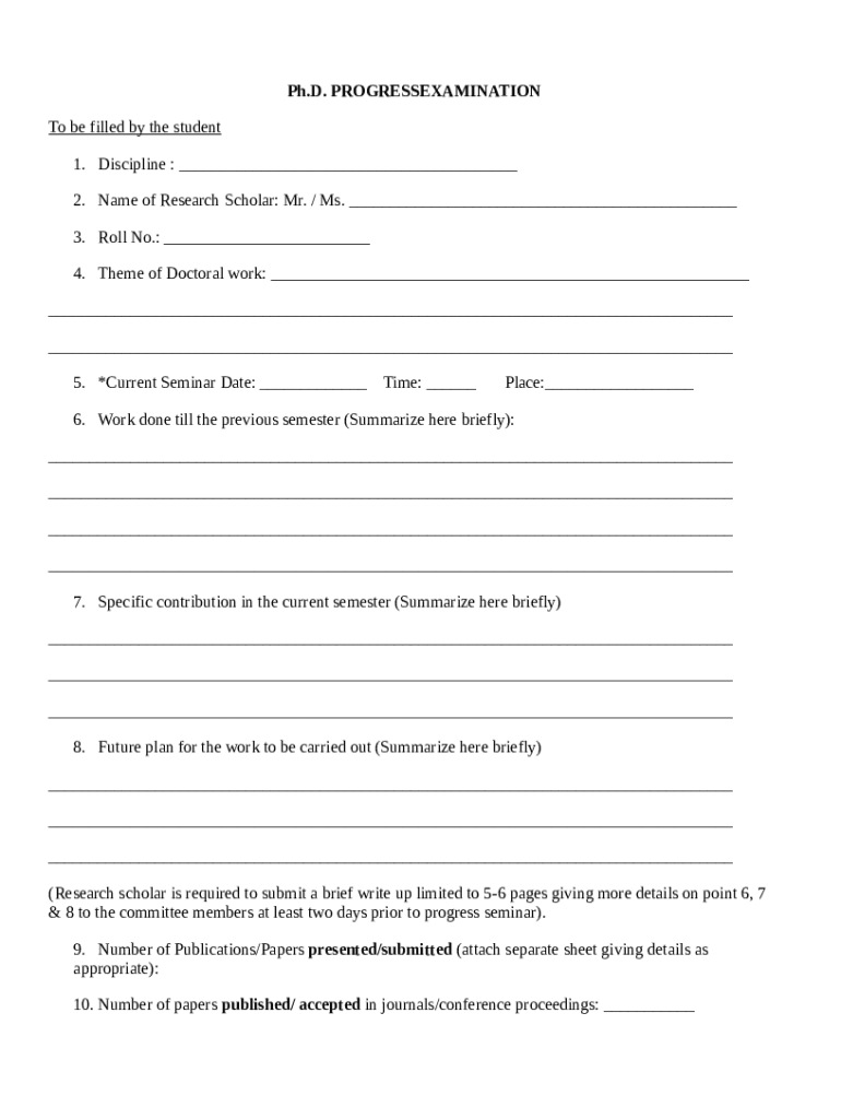 Progress seminar report Doc Template | pdfFiller