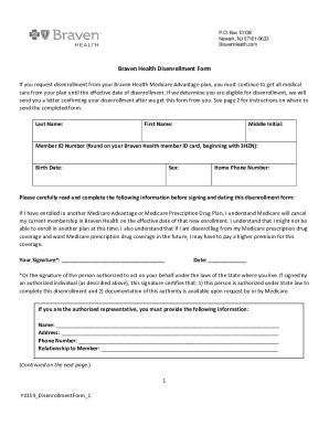 Fillable Online Braven Health Disenrollment Form Fax Email Print ...