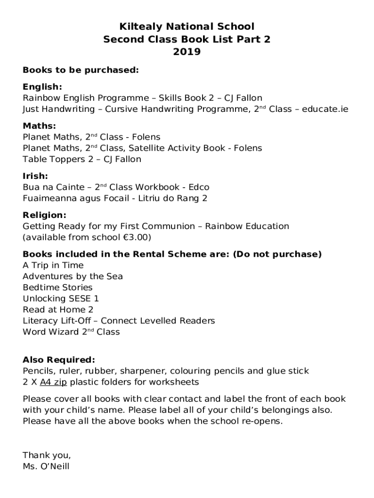 Second Class - Handwriting - Primary School Doc Template | pdfFiller