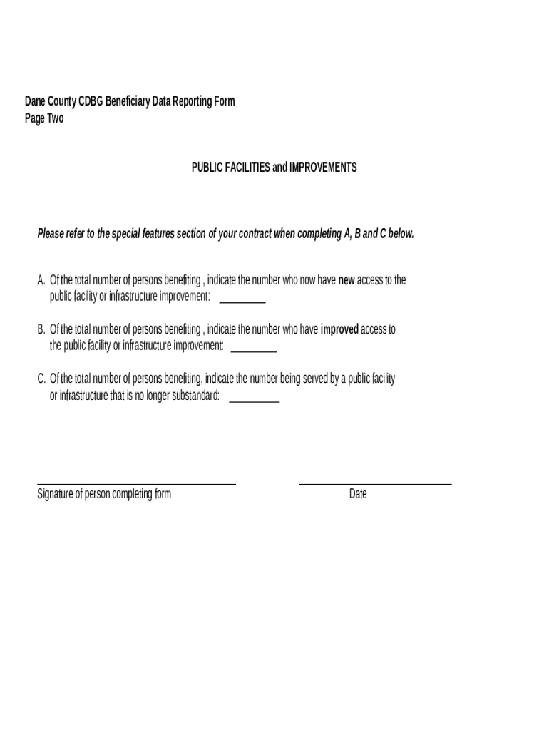 Dane County CDBG Beneficiary Data Reporting Doc Template | pdfFiller