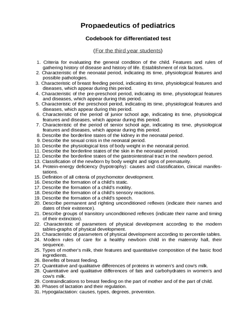 Department of Propaedeutics of Pediatric Diseases Doc Template | pdfFiller