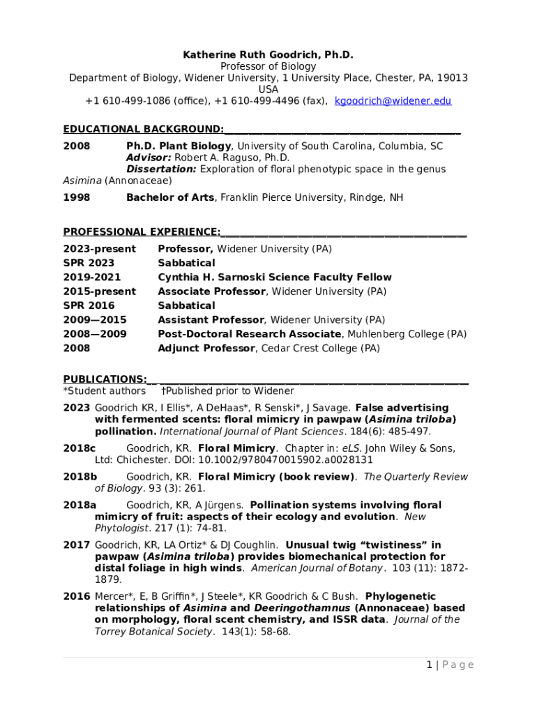 Katherine Ruth Goodrich, Ph.D. Associate Professor of ... Doc Template ...