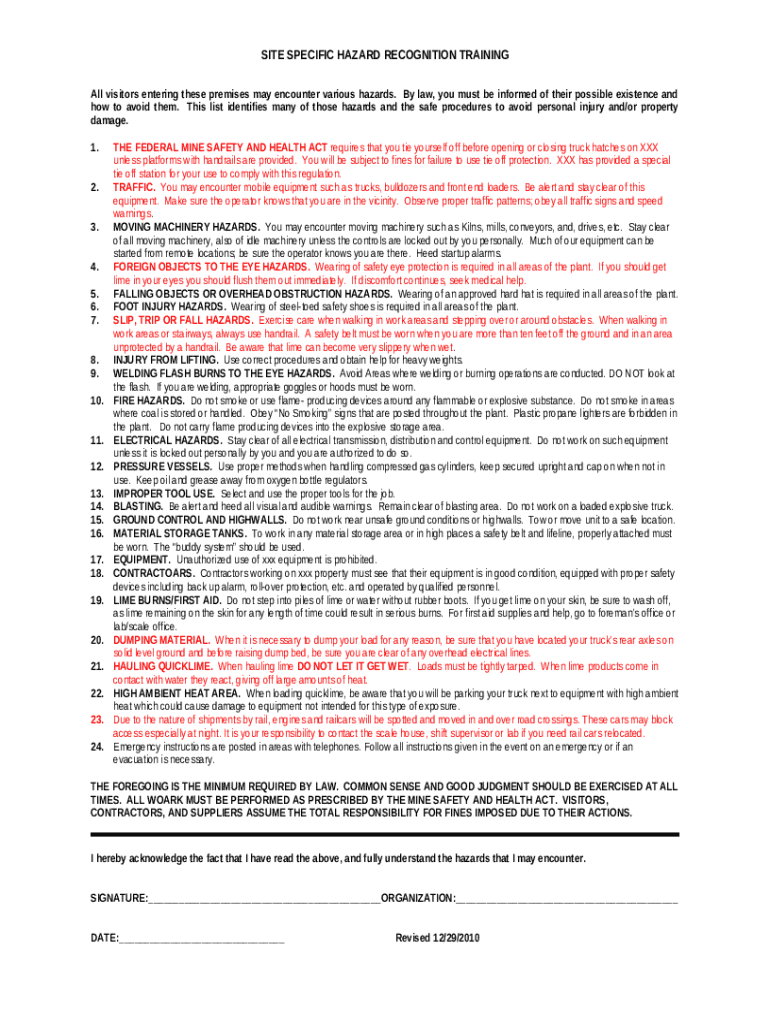 Compliance Guideline for MSHA's Part 46 Training ... Doc Template ...