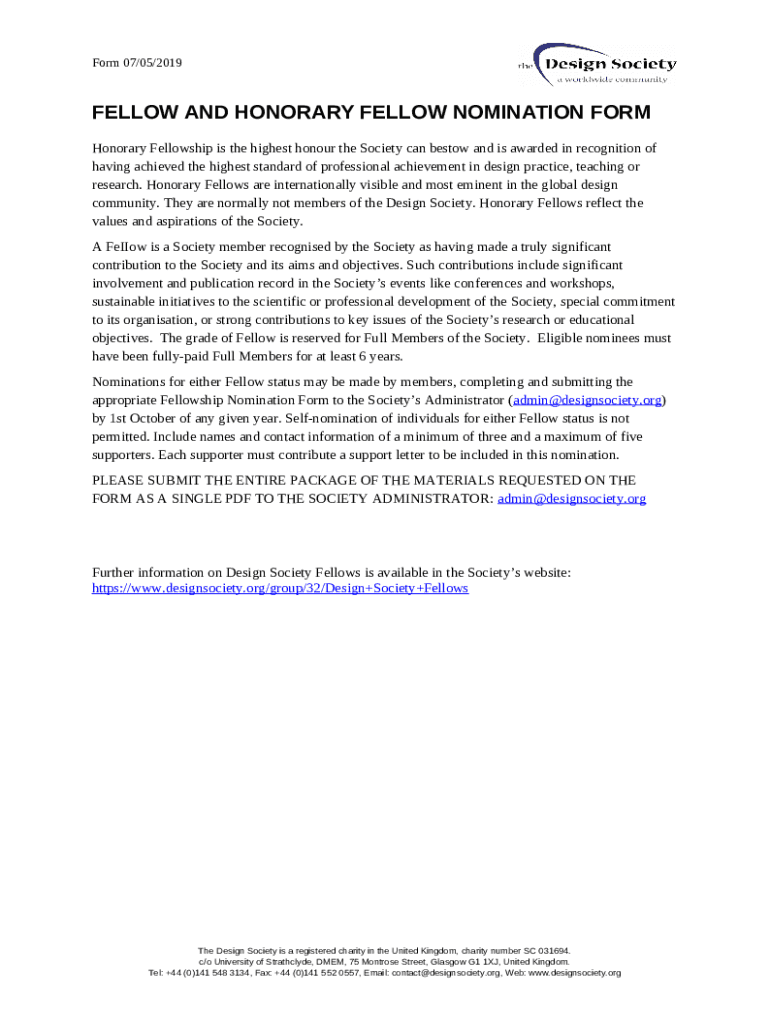 Honorary Fellow Selection Process Doc Template | pdfFiller
