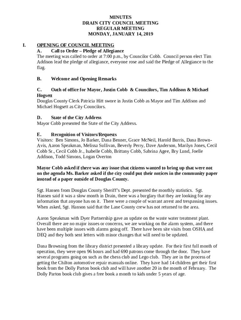 Council person elect TimAddison lead the pledge of allegiance, everyone ...