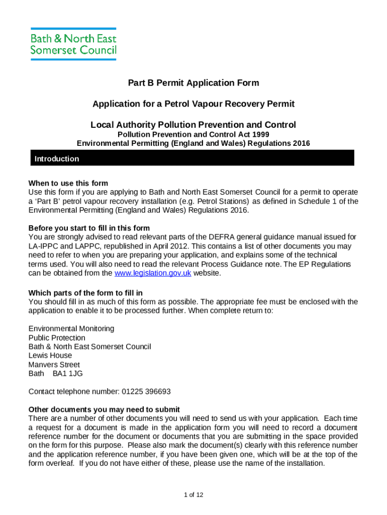 Part B Application Application for a petrol vapour ... Doc Template | pdfFiller
