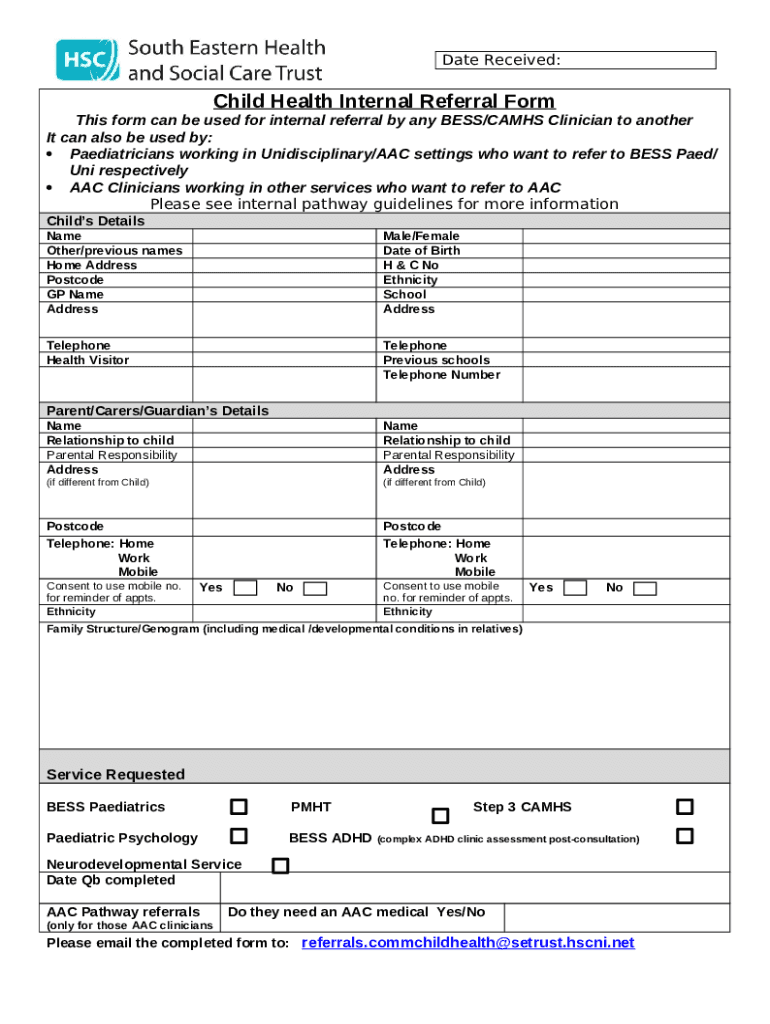 Children's community health services Doc Template | pdfFiller
