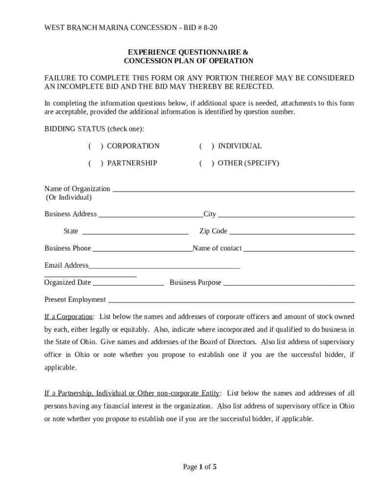 CONTRACTOR'S BID FOR PUBLIC WORK 96 ... Doc Template | pdfFiller