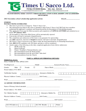 Fillable Online 2022 Secondary school scholarship application (form ...