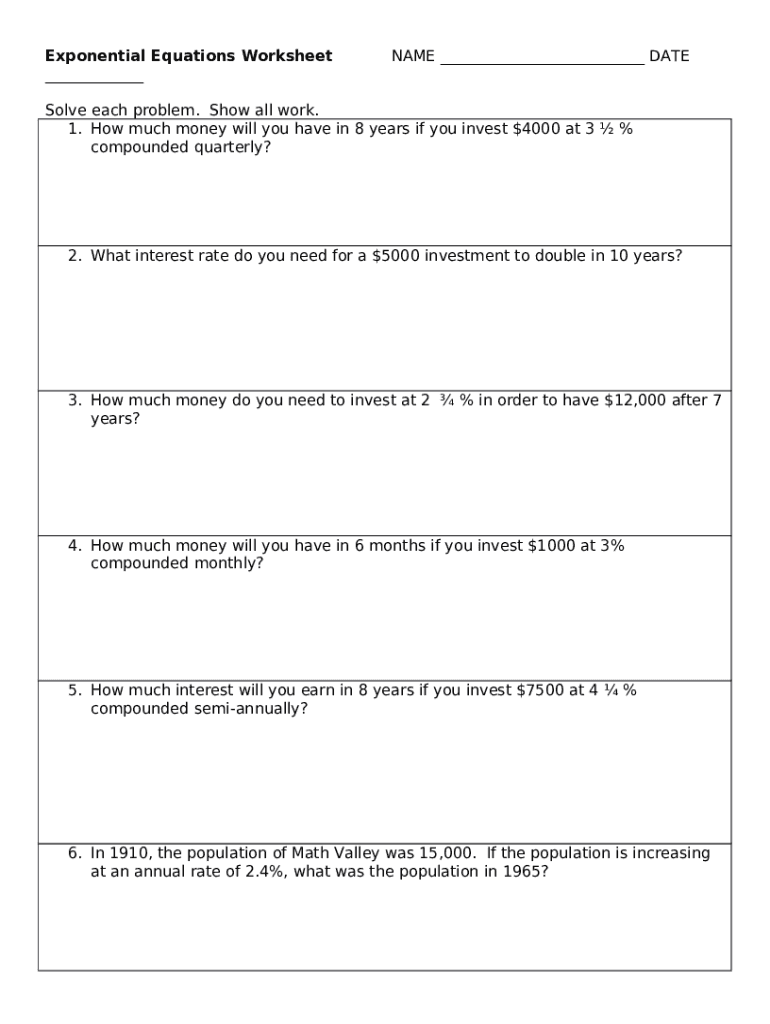 Applications Of Log And Exponential Equations Worksheet Doc Template