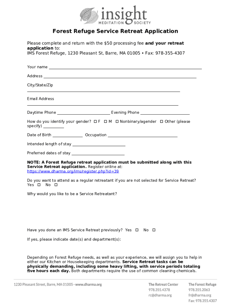 Forest Refuge Application Process Doc Template | pdfFiller