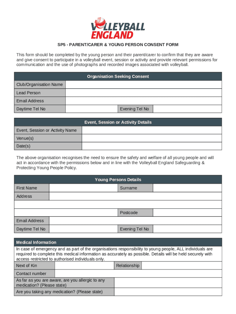 PARENT/CARER & YOUNG PERSON CONSENT Doc Template | pdfFiller