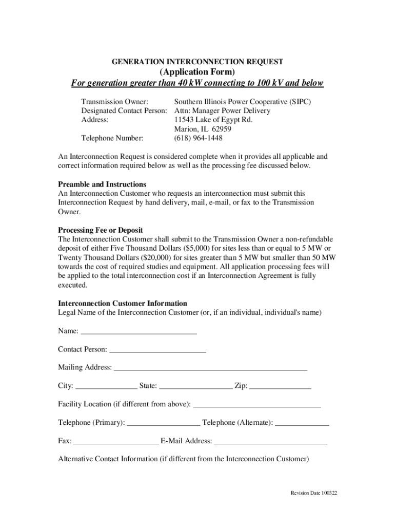 Fillable Online SIPC-Interconnection-Request-Application- ... Fax Email ...