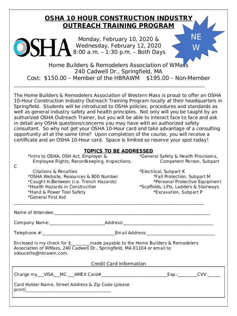 osha 10 hour construction industry outreach training program Doc ...