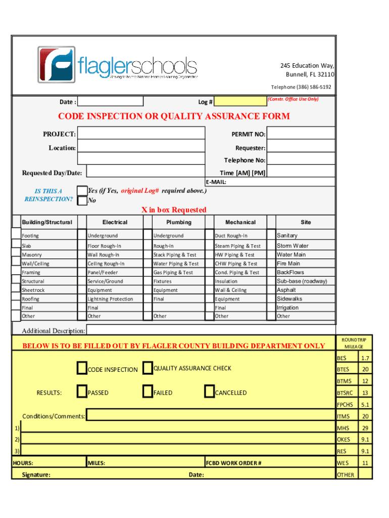 Fillable Online Inspection Request Form. Inspection Request Form Fax ...