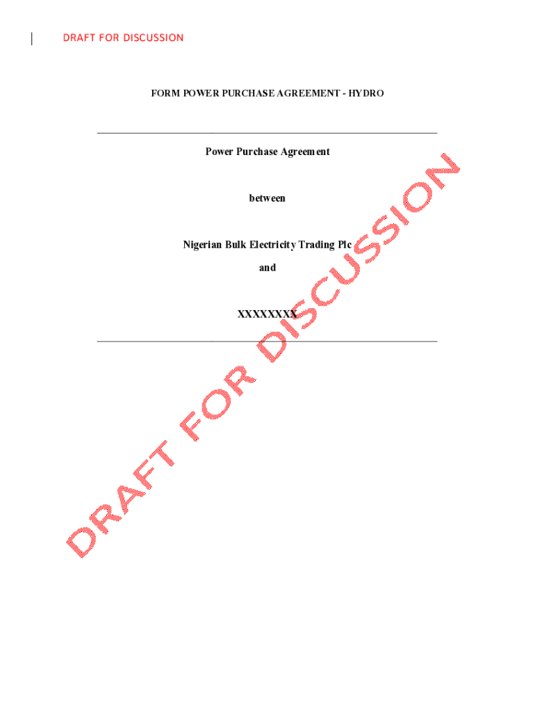 Fillable Online Drafts of the New Form of a Power Purchase Agreement ... Fax Email Print - pdfFiller