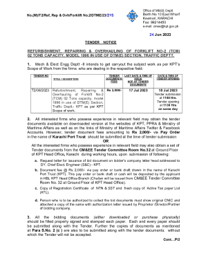 Fillable Online Tender Notice -Refurbishment, Repair, Ovh of FORK-LIFT ...