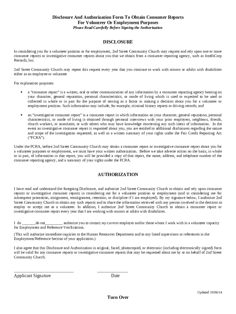 DISCLOSURE AND AUTHORIZATION IMPORTANT Doc Template | pdfFiller