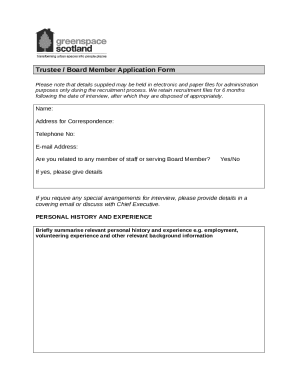 Trustee / Board Member Application Doc Template | pdfFiller