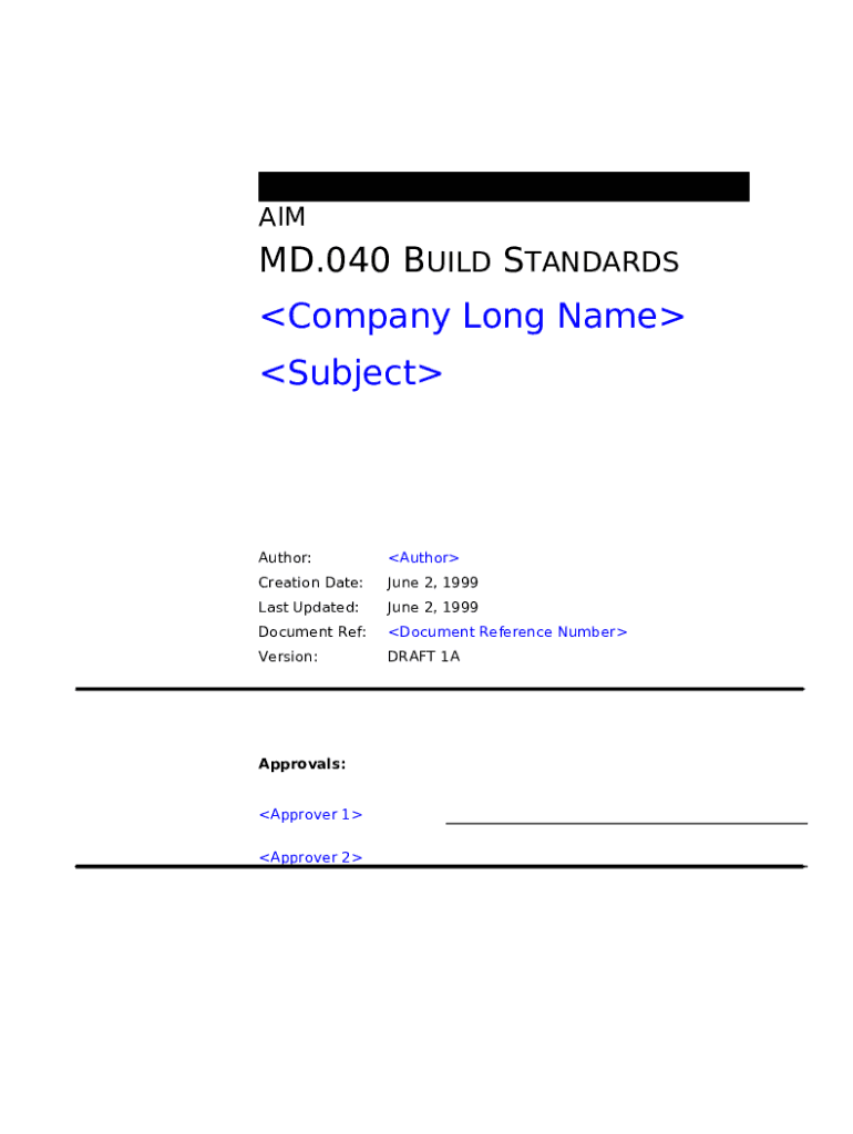 040 Build Standards Doc Template | pdfFiller